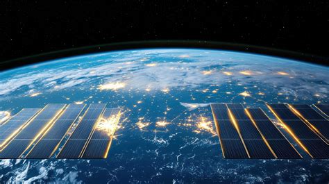 Earth From Space With Satellites And Lights Elements Of This Image Are