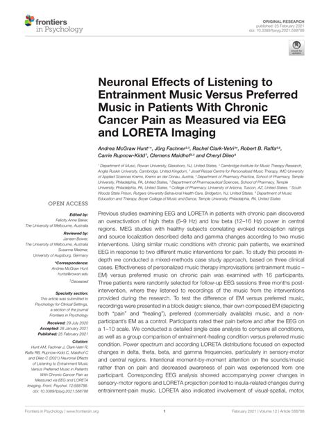Pdf Neuronal Effects Of Listening To Entrainment Music Versus Preferred Music In Patients With