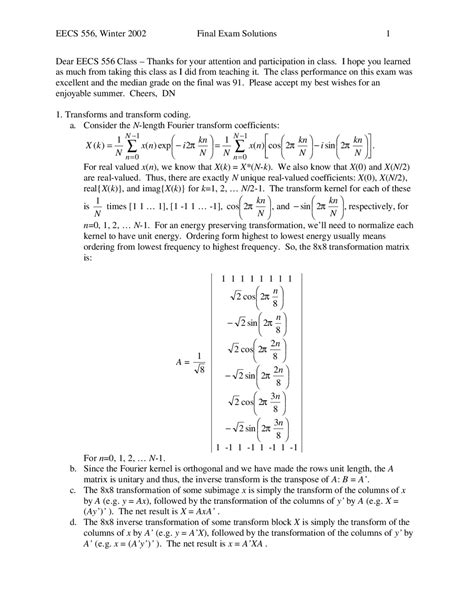 Final Exam Solutions Image Processing Eecs 556 Exámenes Ingeniería Eléctrica Y Electrónica