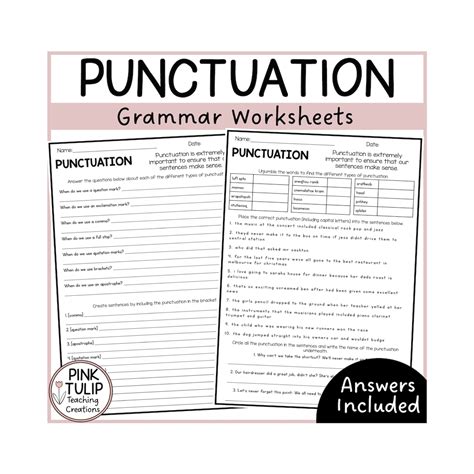 Using Punctuation Grammar Worksheets No Prep Printables Etsy