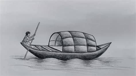 Simple Boat Pencil Drawing