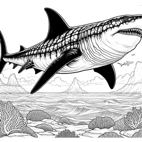 Megalodon Coloring Page Lulu Pages