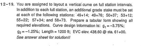 You Are Assigned To Layout A Vertical Curve On Chegg