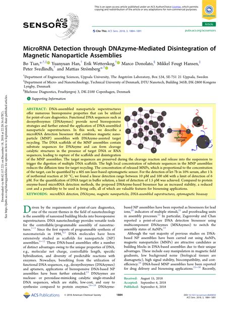 Pdf Microrna Detection Through Dnazyme Mediated Disintegration Of Magnetic Nanoparticle Assemblies