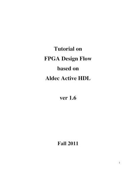 Pdf Tutorial On Fpga Design Flow Based On Aldec Active Hdl Ver 16 Dokumentips
