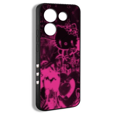 чехол для смартфона Подходит для Tecno Camon 20 Pro 5g Hello Kitty Китти Милый Чёрно розовый
