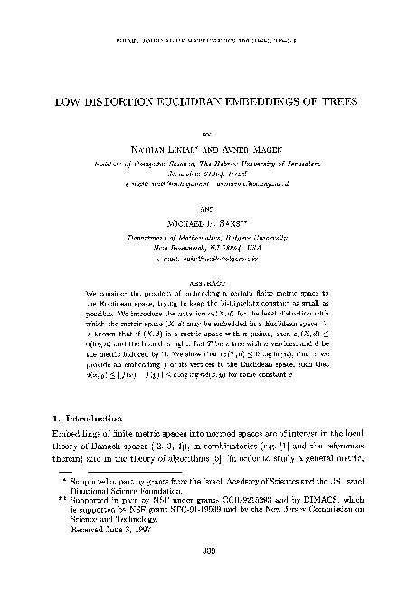 pdf low distortion euclidean embeddings of trees nati linial