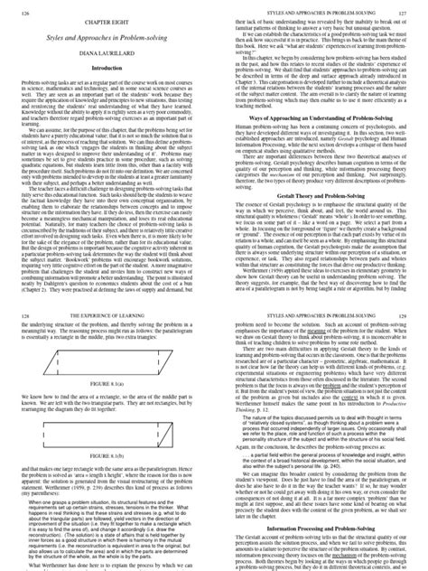Styles And Approaches In Problem Solving Pdf Learning Thought