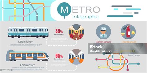 대중 교통 평면 인포 그래픽 다이어그램입니다 지하철 및 지상 열차가 있는 지하철 포스터 지하철 철도에 대한 스톡 벡터 아트 및