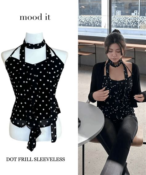 주문폭주당일출고ෆ 타이세트 도트 프릴 나시bl 에이블리