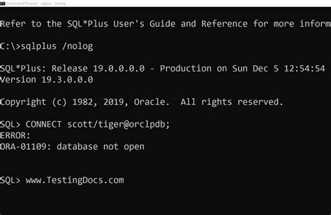 Fix Ora 01109 Database Not Open Error