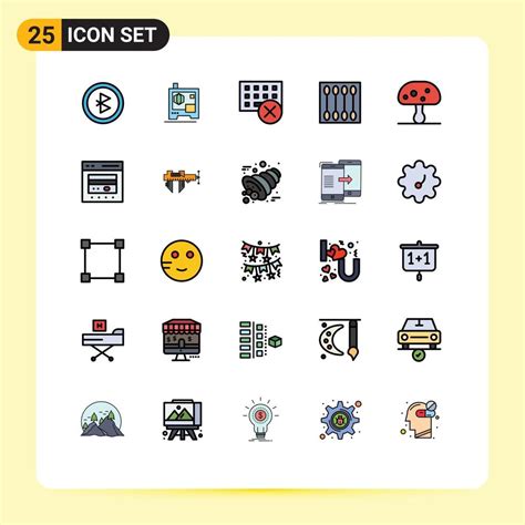 Editable Vector Line Pack Of 25 Simple Filled Line Flat Colors Of Nature Salon Gadget Makeup