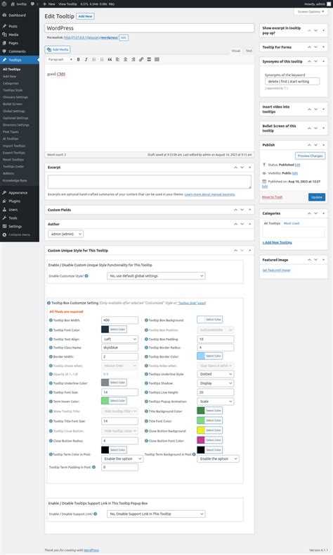 wordpress tooltips 23 3 8 released improved the function of tooltip