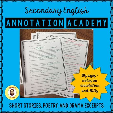 Annotation Academy Materials For Secondary English Back To School Secondary English Text