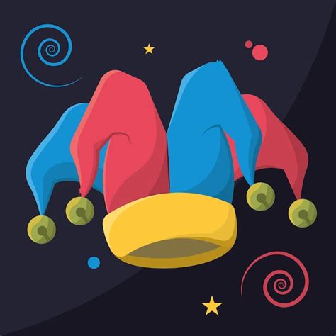 Chapéu De Arlequim Isolado ícone Colorido Flat Design Vector Vetor Premium