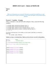 Basics of MATLAB: Variables, Array Operations, Functions, and | Course Hero