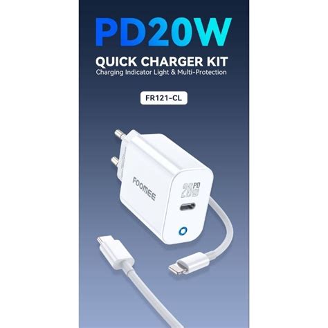 Jual KABEL USB C TO IP ADAPTOR 20 W 1 PAKET FOOMEE FR121 CL 20 WATT FAST CHARGING By Cihui
