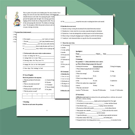 Контрольная работа по английскому языку для 6 класса по модулю 5 Spotlight 6 Module 5