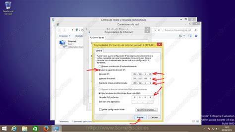 Asignar una dirección IP fija en Windows 8 1 SomeBooks es