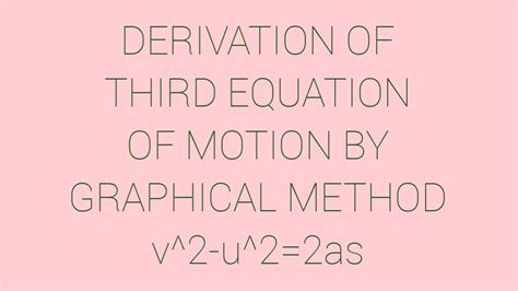 Derivation Of 3rd Equation Of Motion V 2 U 2 2as By Graphical Method Class 9 Motion Physics