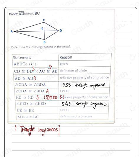 Solved Prove Overline Ad Bisects Overline Bc Determine The Missing Reasons In The Proof [math]