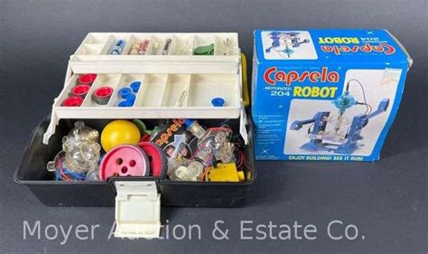 Vintage Capsela Robot With Original Box And Other Capsela Robot In Tackle Box Moyer Auction