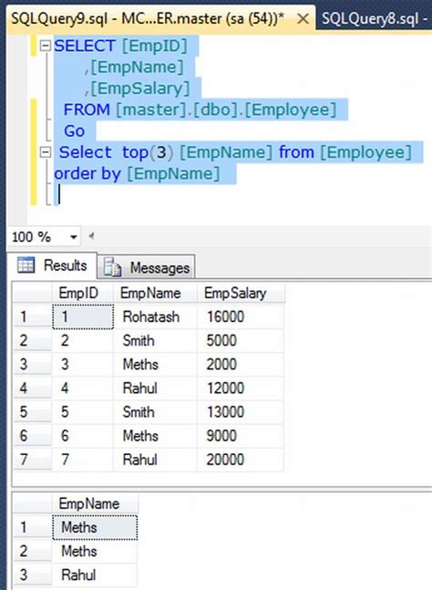 Select Query Using Top With Ties Clause In Sql Server 2012