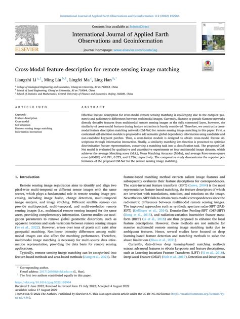 Pdf Cross Modal Feature Description For Remote Sensing Image Matching