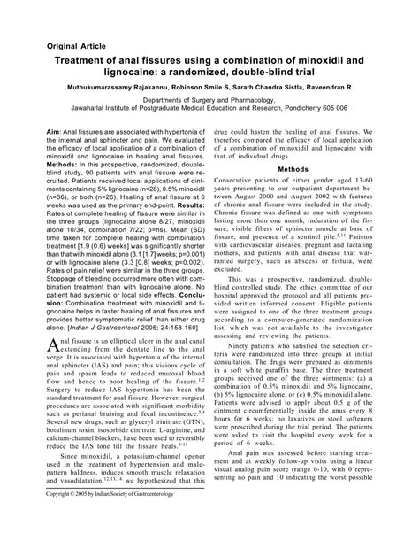 Pdf Treatment Of Anal Fissures Using A Combination Of Minoxidil And