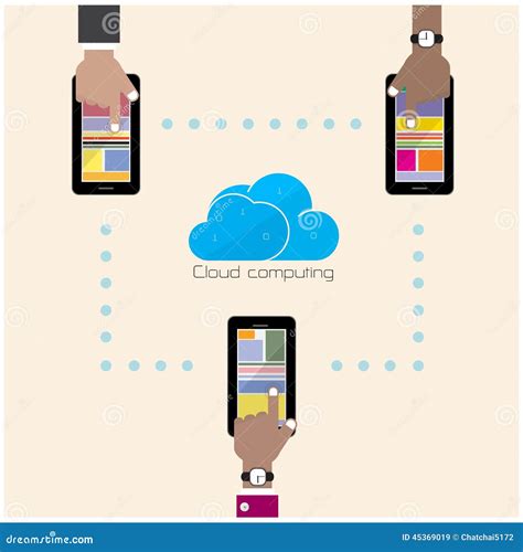 Flat Cloud Technology Computing Background Concept Data Storage Stock Vector Illustration Of