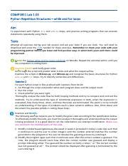 Python Repetition Structures While And For Loops Lab Course Hero