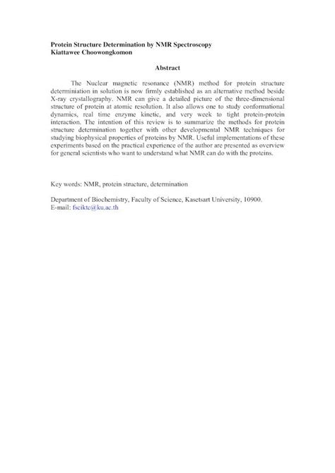 pdf protein structure determination by nmr spectroscopy pirun ku