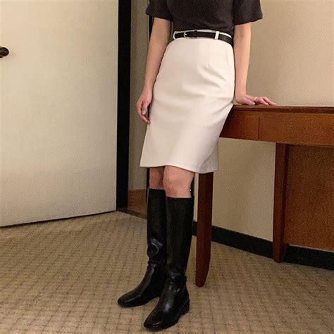 문브이 루씨 기모 미디 스커트