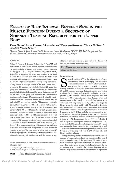 pdf effect of rest interval between sets in the muscle function