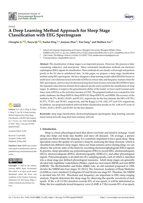 Pdf A Deep Learning Method Approach For Sleep Stage Classification