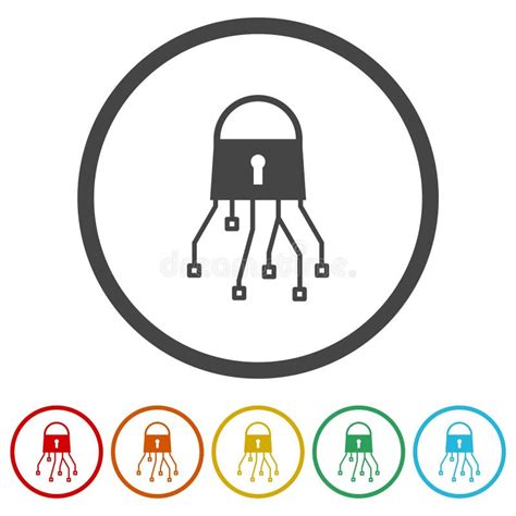 Cyber Security Icon Set Icons In Color Circle Buttons Stock Vector Illustration Of Data