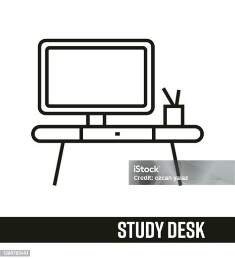 E러닝 교육 개념 스터디 데스크 라인 아이콘 시험에 대한 스톡 벡터 아트 및 기타 이미지 시험 개념 공부 Istock