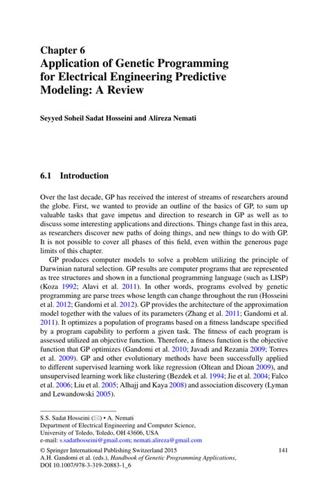 pdf application of genetic programming for electrical engineering