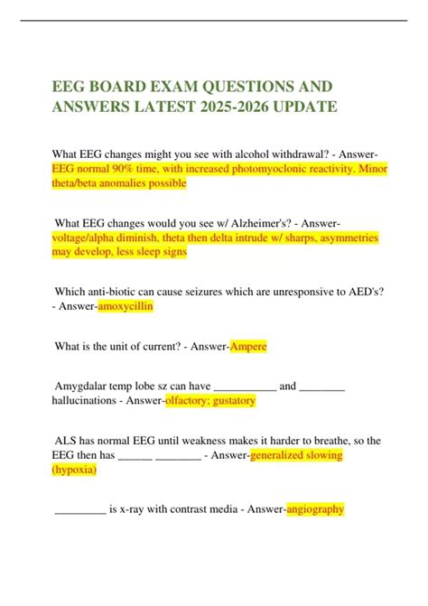 EEG BOARD EXAM QUESTIONS AND ANSWERS LATEST UPDATE EEG BOARD Stuvia US