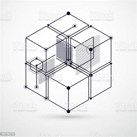 트렌디한 기하학적 벡터 패턴 추상 큐브 메쉬 검은색과 흰색 배경 질감 추상적인 그래픽 및 웹 디자인에 사용 하기 위해 초안
