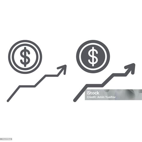 달러 성장 라인과 글리프 아이콘 재무 및 그래프 돈 증가 기호 벡터 그래픽 흰색 바탕에 선형 패턴 0명에 대한 스톡 벡터 아트 및 기타 이미지 Istock