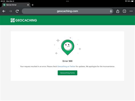 Server Error 500 When Trying To Access Profile Website Geocaching