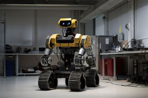 Robot Fully Equipped With Sensors And Devices Ready For A Task In The
