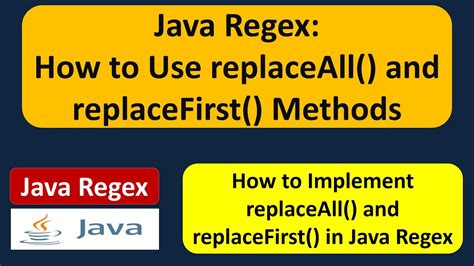 How To Use Replaceall And Replacefirst Methods Of Matcher Class Regex In Java Youtube