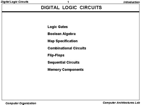 Digital Logic Circuits Introduction DIGITAL LOGIC CIRCUITS