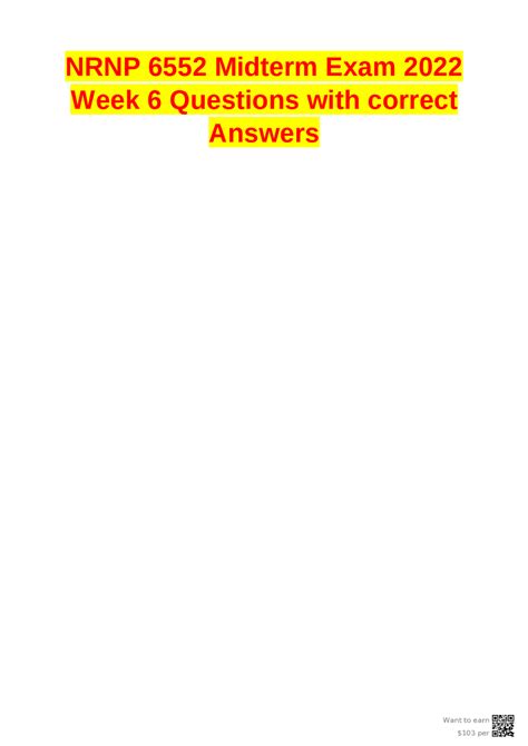 nrnp 6552 midterm exam 2022 week 6 questions with correct answers