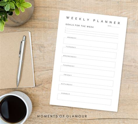 Simple Weekly Planner Printable Planner Template Etsy