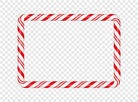 Christmas Candy Cane Rectangle Frame With Red Stripe Xmas Border With Striped Candy Lollipop