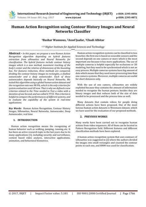 Human Action Recognition Using Contour History Images And Neural Networks Classifier Pdf