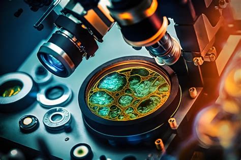 Premium Ai Image Closeup Shot Of Microscope With Metal Lens At Laboratory Neural Network Ai